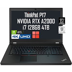 Lenovo ThinkPad P17 Gen 2 Mobile Workstation Laptop (17.3" 4K UHD, Intel 8-Core i7-11800H, 128GB RAM, 4TB PCIe SSD, NVIDIA RTX A2000 4GB), Thunderbolt 4, Backlit, Fingerprint, Win 11 Pro, Black