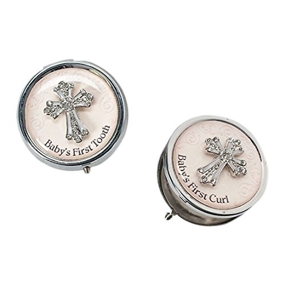 Roman 64655 Set of 2 Enamelled Round Boxes Tooth and Baby's First Curl