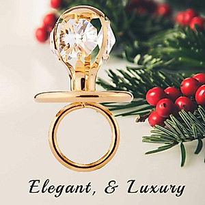 Matashi 24K Gold Plated Baby Pacifier Ornament with Crystals Baby's First Christmas Holiday Ornament and Hanging Pendant - Great Gift for Baby Shower, New Born Baby Gift