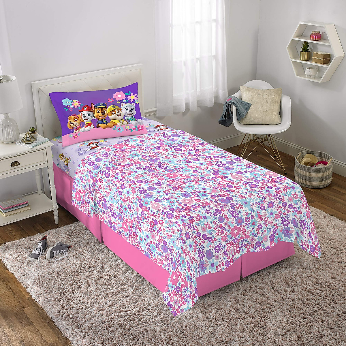 Paw Patrol Girls Kids Bedding Super Soft Microfiber Sheet Set, Twin, (Official) Nickelodeon Product By Franco