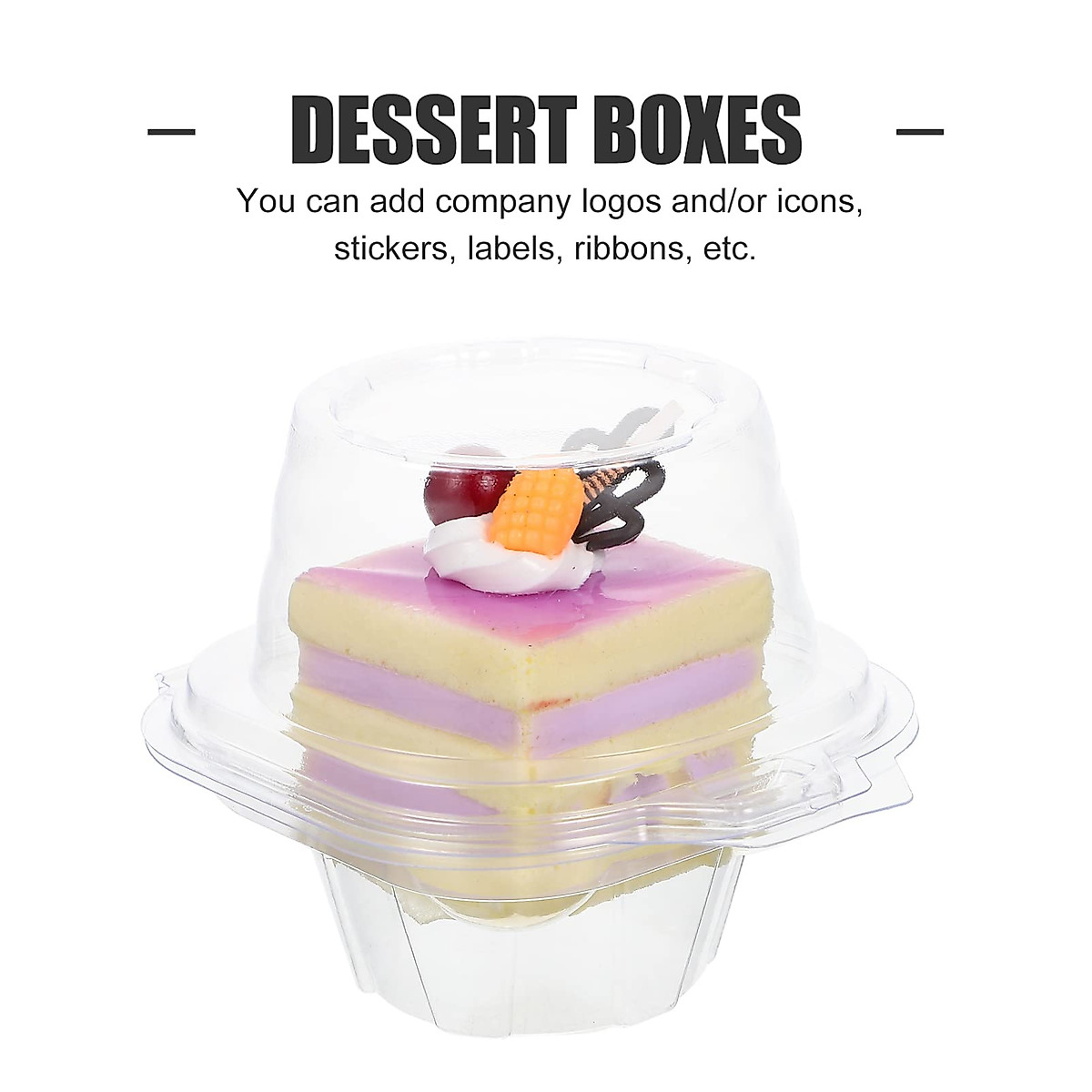 SOLUSTRE 150 Pcs Cake Packing Box Disposable Cupcake Cases Moon Cake Trays Hinged Cake Containers Cupcake Carrier Transparent Containers with Lids Cake Holder Sandwich Cheese The Pet