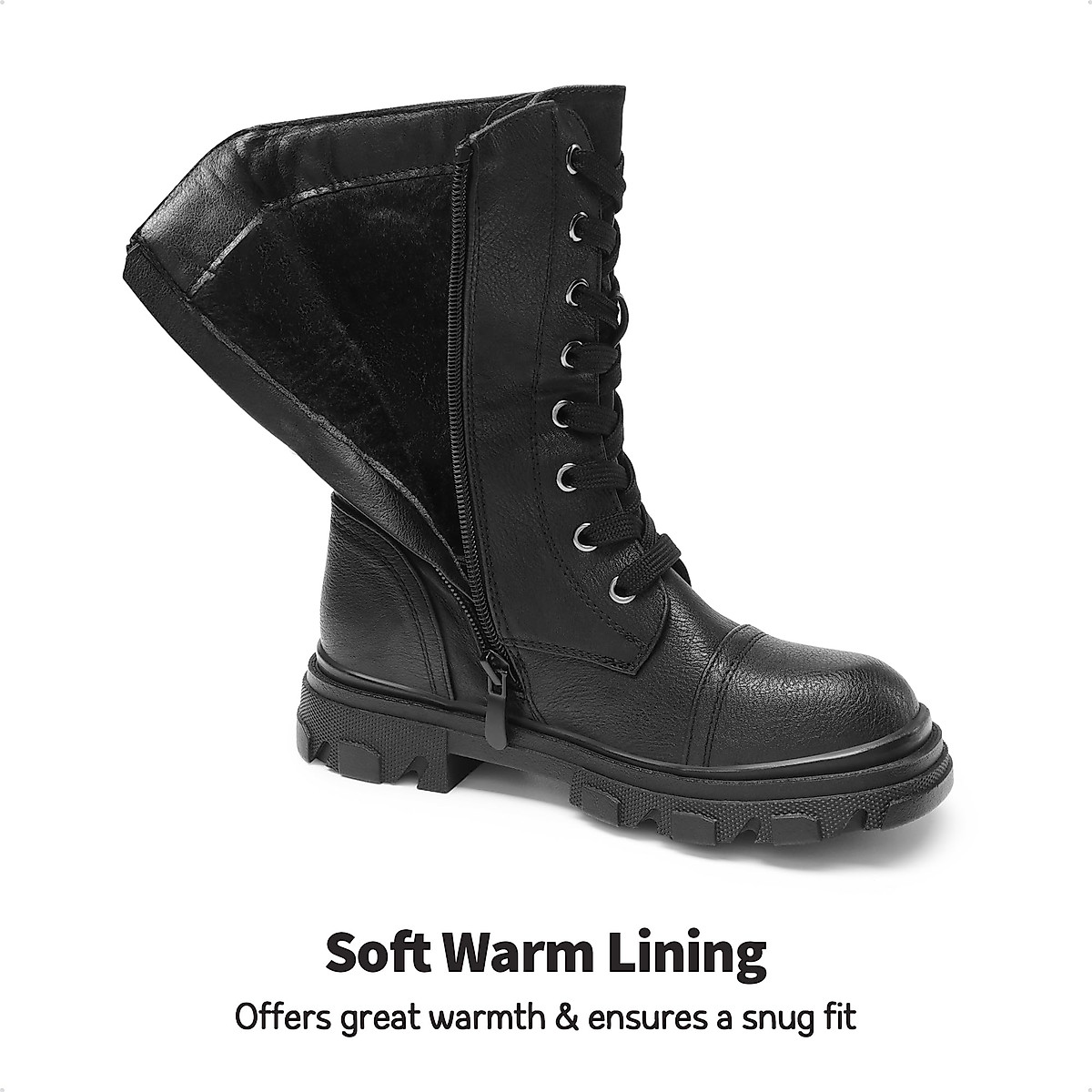 DREAM PAIRS Girls Combat Boots Side Zipper Ankle Booties SDBO2306K Size 6 Big Kid Black