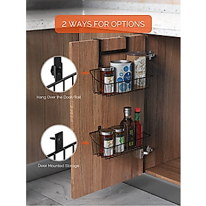 MaraFansie Grid Storage Basket, Over the Cabinet Door Organizer, Hanging Basket with Hook Over the Cabinet/Railing, Under Sink Kitchen Cabinet, Pantry, Bathroom, Small, Black, 1 Pack