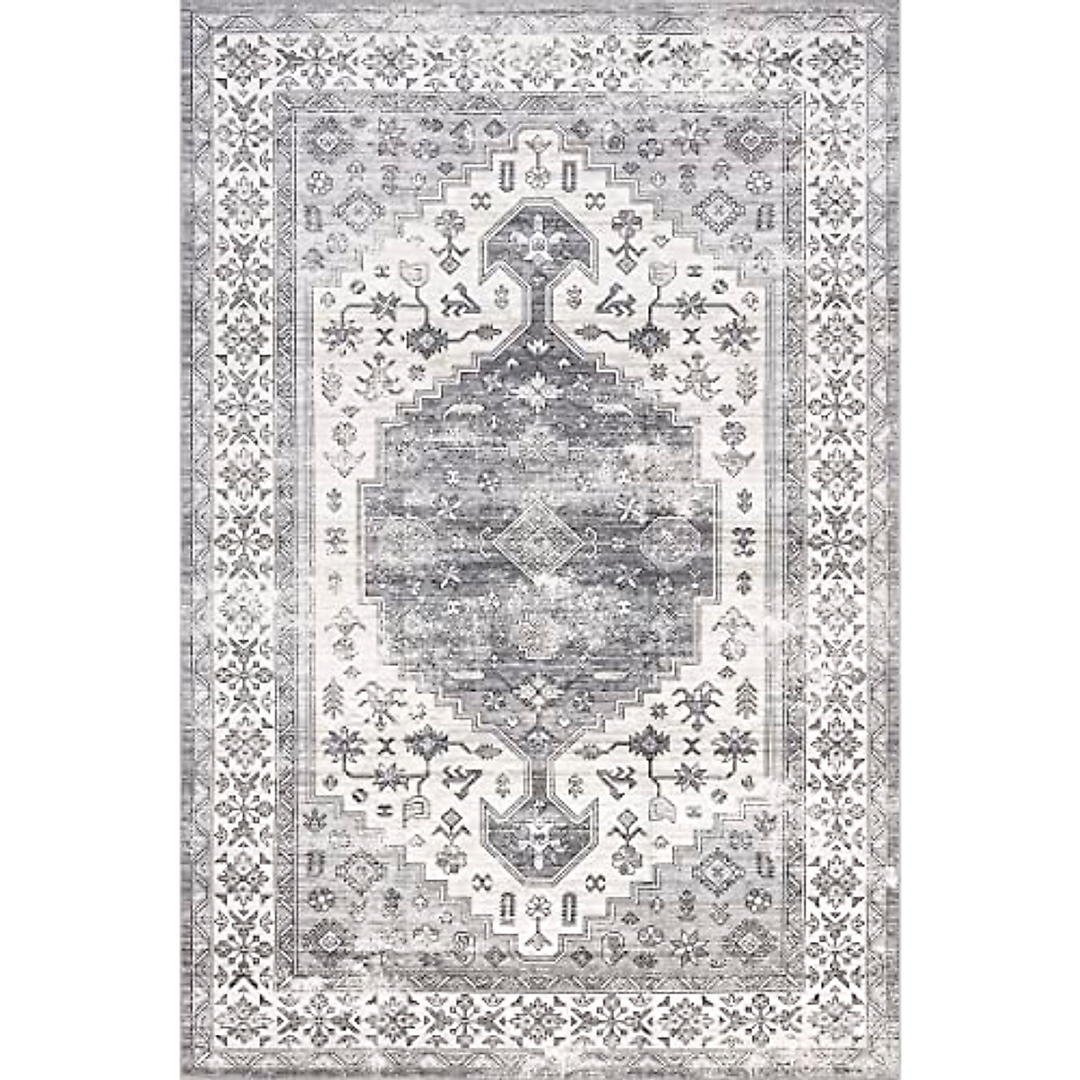 nuLOOM Medallion Bordered Machine Washable Area 8' x 10'