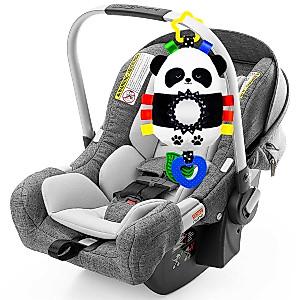 Kalianii Squish 'N Play Activity Toy Panda- Multi-Sensory Learning Baby Toy - Stroller Toy, Car Seat Toy, Tummy Time Toy, Teether Toy, Baby Gift - with Mirror, Rattle & Taggies