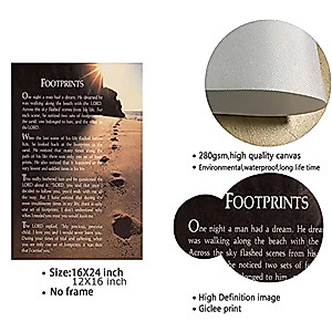 Footsteps In The Sand Poem Poster - Inspirational Quotes Picture Canvas Print Motivational Wall Art for Office Classroom Decor (Footprints -1,12x18inch-No Framed)