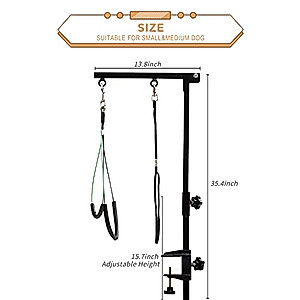 Breeze Touch Dog Grooming Table Arm - 35" Stand Arm with Clamp and Post, Loop Noose, No Sit Haunch Holder Grooming Restraint for Small & Medium Dogs