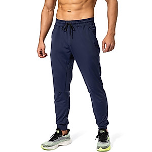 G Gradual Men's Sweatpants with Zipper Pockets Athletic Pants Traning Track Pants Joggers for Men Soccer, Running, Workout(Navy,L)