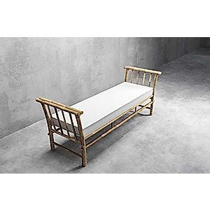 ZEW Handcrafted Natural Bamboo Entryway Bedroom Bench with Armrests Daybed Lounger with Detachable Mattress