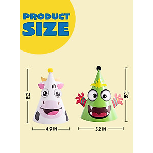 JOYIN 12 Sets Party Hats for Kids Birthday Party Games Craft Activities, Cute Animal Theme Birthday Hats Activity Kits with Stickers for Kids Holiday Party Favors