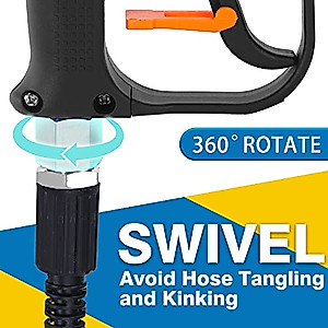 M MINGLE Pressure Washer Gun with Swivel, Universal Power Washer Gun with 3/8'' Quick Connect, M22 14mm and M22 15mm Fittings