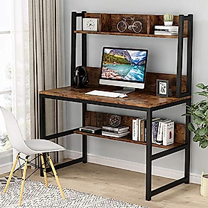 Tribesigns Computer Desk with Hutch, Study Desk with Bottome Storage Shelve, Workstaion for Home Office, Small Space