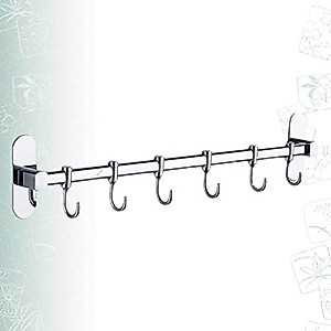 Hemoton Towel Hooks Mug Holder Scarf Hangers Wall Mounted Kitchen Hooks Coat Rack Hook Rail Hook for Coffee Mug Utensil Hat Holder Towel Robes Rack 40cm Scarf Holder Metal Hangers Mug Holder