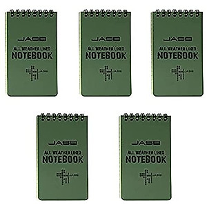 All-Weather Top-Spiral Notebook 3" x 5" Green Cover Waterproof Shower Aqua Notes Notepad Notebook(5 Pack)1