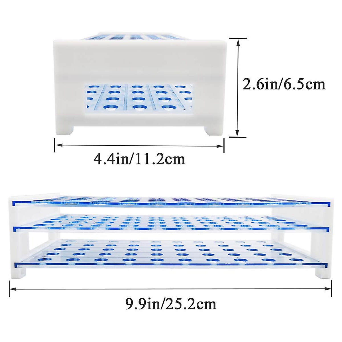 50Pcs Clear Plastic Test Tubes with Rack,16x100mm(10ml) Test Tube with Caps and 50 Holes Tubes Rack for Scientific Experiments,Party,Decorate The House,Candy Storage