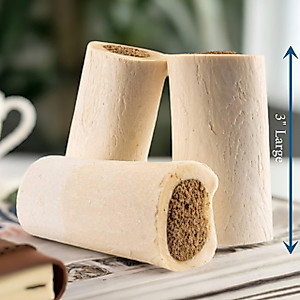 green paws Large 3” Filled Dog Shin Bones 3 Flavors – Slow, Long Lasting Stuffed Femur Treat for Aggressive Chewers - Pack of 5