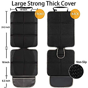 2 Pack Large Auto Car Seat Protectors for Child Car Seat, Thick Carseat Seat Protector with Organizer Pockets, Vehicle Dog Cover Pad for SUV Sedan Truck Leather Seats