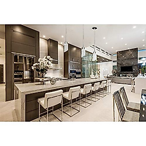 MOTINI Cylinder Pendant Light Clear Handmade Crystal 8W LED Polished-Nickel Modern Style Lighting Fixture (ETL Listed) Hanging Lights for Kitchen Island Dining Room Hallway Interior