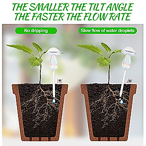 Jiuhexuj Plant Watering Globes -4 Pack Iridescent Rainbow Gradient Color Clear Mushroom Self Watering Spikes-Plant Watering Bulbs Devices for Indoor and Outdoor Plants - Measures 9" L x 2.7" D