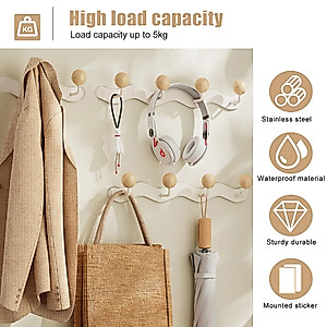 Asruito Coat Hooks for Wall, Key Holder Wall Mount, Coat Rack Wall Mount, Wall Hooks for Coats, Hooks for Hanging Hat Towel Purse Robes Mudroom Bathroom Entryway