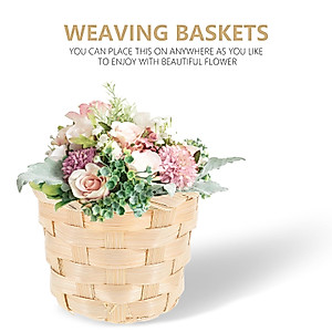SAFIGLE Wicker Trash Can Bathroom Trash Can Bamboo Desk Paper Wastebasket Straw Basket Weaving Organizer Bamboo Storage Basket Rattan Trash Can