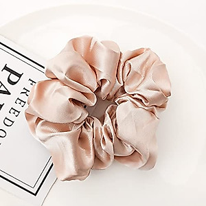 Scrunchies Hair Ties Satin Silk Accessories for Women - Elastic Cute Soft No Damage Big Scrunchie No Crease Stretchy Hair Girls Ponytail Holders Hair Ties For Thick Curl Hair Bracelet Hair Tie