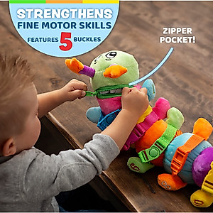 Buckle Toys - Bentley Caterpillar - Travel with Toddler Must Have Activity Toy - Fine Motor Skill Development - Counting and Color Recognition Stuffed Animal