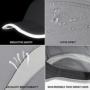 GADIEMKENSD Baseball Cap Nylon Running Cap Outdoor Sports Hat for Men Woman Adjustable Quick Drying Reflective Foldable 50+ UPF Inhibit UV Mesh Race Performance Lightweight Water Repellency Light Grey