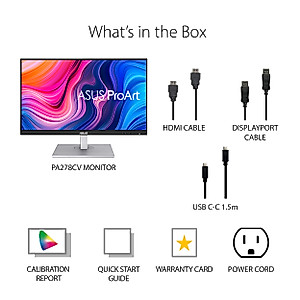 ASUS ProArt Display 27 inches Monitor PA278CV (Renewed)