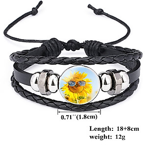 MECETA Adjustable Sunflower Braided Leather Bracelet - Cute Bangle Bracelets Jewelry for Women, The Best Gifts for Women(Blue)