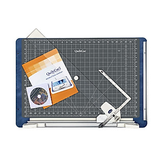QuiltCut2 All-in-One Fabric Cutting System for Quilters - Includes Rotary Cutting Mat, Fabric Clamp, Cutting Guide, and Speed Gauge Ruler