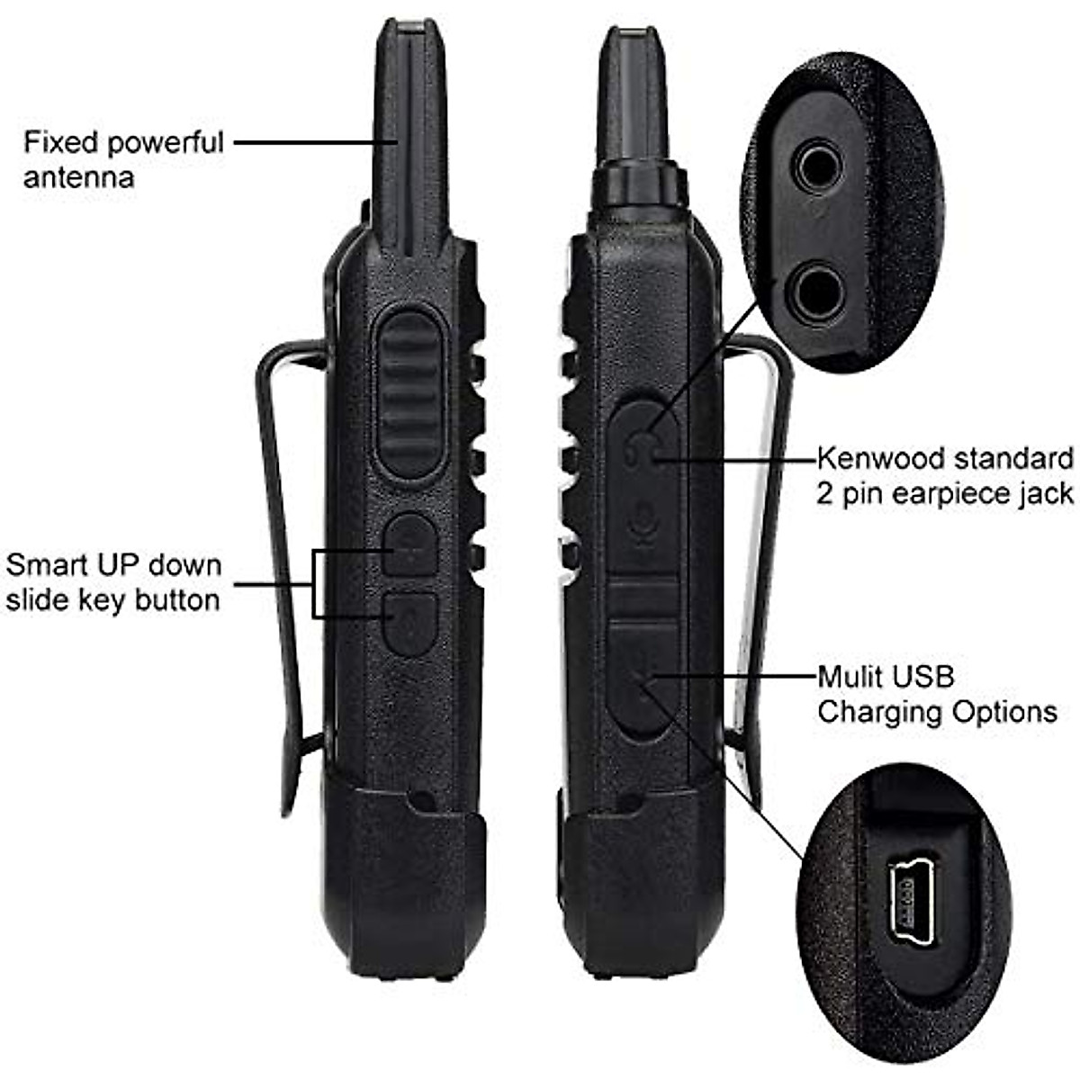 Retevis RT22 Two Way Radio Long Range Rechargeable,Portable 2 Way Radio,Handsfree Walkie Talkie for Adults Commercial Cruises Hunting Hiking (4 Pack)