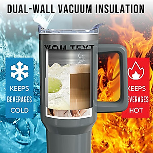 Personalized Gifts 40 Oz Tumbler with Handle and Straw, Custom Tumbler with Add Name, Photo, or Logo, Stainless Steel Double Walled Vacuum Insulated Cup, Customized Photo Gifts for Women Men