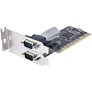 StarTech.com 2-Port PCI RS232 Serial Adapter Card - PCI Serial Port Expansion Controller Card - PCI to Dual Serial DB9 Card - Standard (Installed) & Low Profile Brackets - Windows/Linux (PCI2S5502)