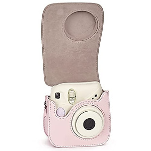 Phetium Protective Case Compatible with Instax Mini 7+ 7s 7c Instant Film Camera/Polaroid PIC-300, Premium Vegan Leather Bag Cover with Removable Strap (Blush Pink)