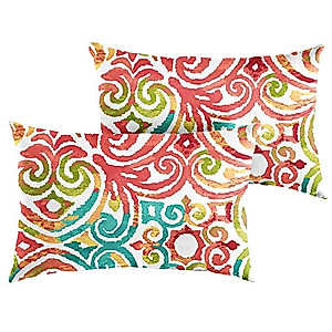 Mozaic Home AZ701421SP Indoor/Outdoor Knife Edge Lumbar Pillow Set, 12" x 24", Multicolor