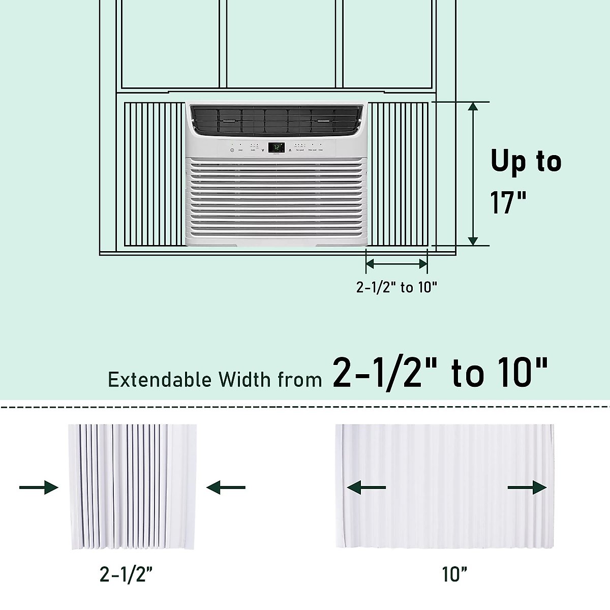 Flehomo Window Air Conditioner Side Panels with Double Layers, Adjustable Insulation AC Side Panel, Window Unit Replacement Screen, Fits Up to 17" x 10", White