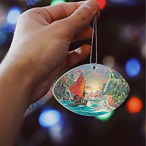 Disney – Moana – Maui Te Fiti – Thomas Kinkade Studios - 4.5” x 2.5” Oval Shaped Hanging Acrylic Print Accessory – Officially Licensed Collectible