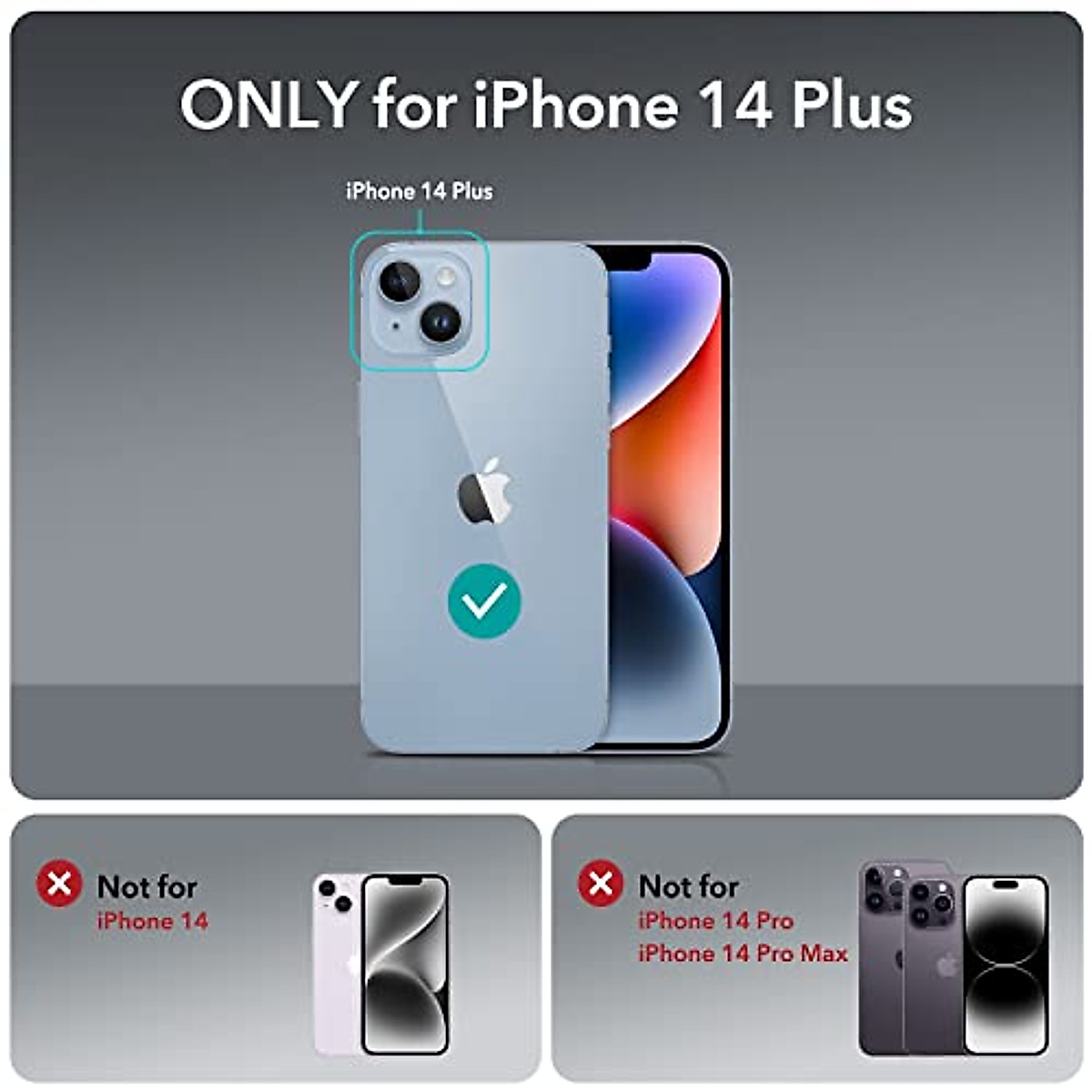 ESR for iPhone 14 Plus Case, Compatible with MagSafe, Built-in Camera Ring Stand, Military-Grade Protection, Magnetic Phone Case for iPhone 14 Plus, Classic Kickstand Case (HaloLock), Clear