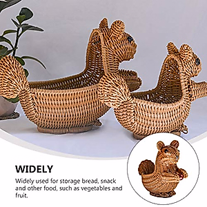 Healifty Laundry Basket Toy Towels Blanket Basket Home Decor Gift Rattan Woven Storage Basket Squirrel Storage Container Wicker Baskets Christmas Tabletop Organizer Nursery Storage Baskets