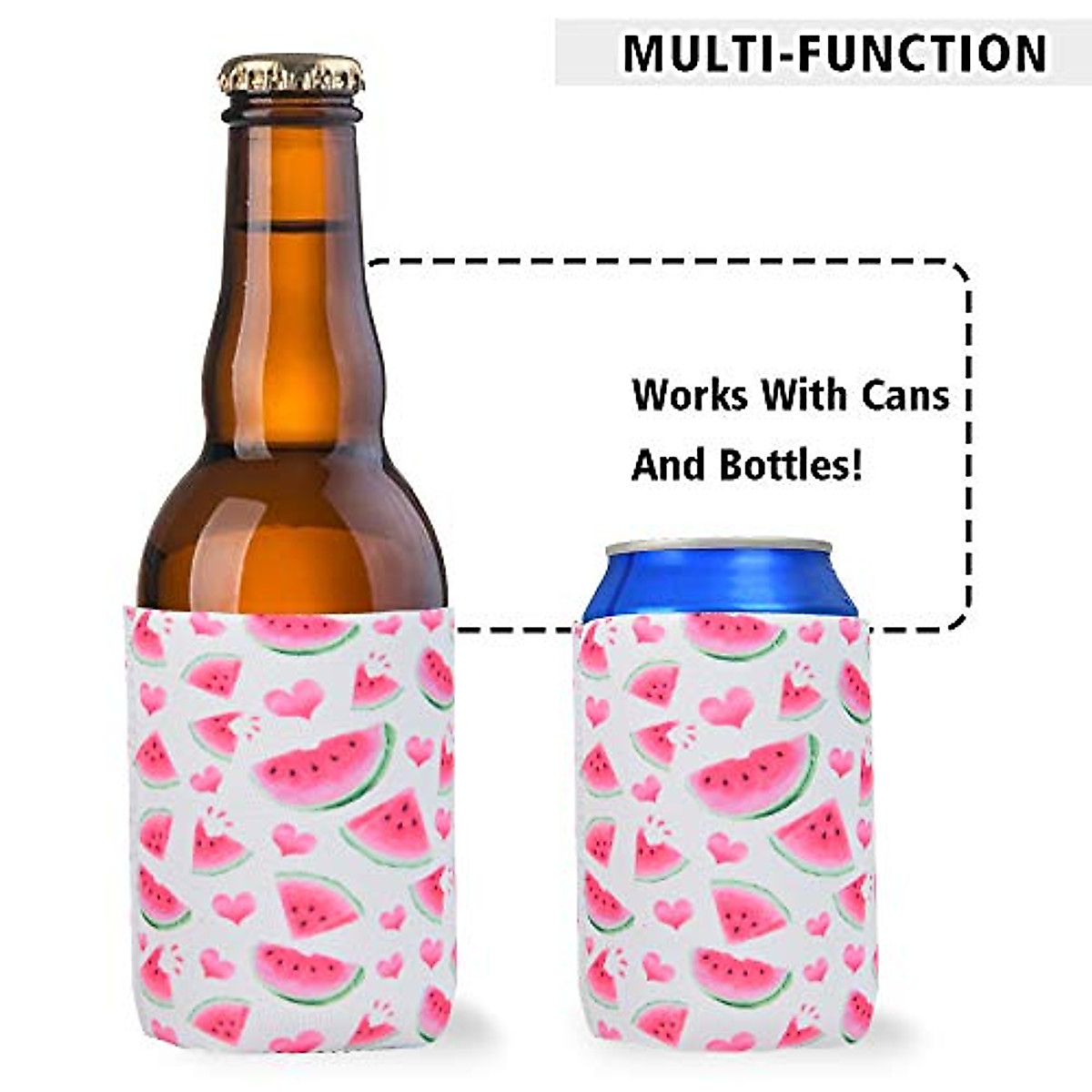 Can Cooler Sleeves - Set of 4 Neoprene Can Sleeves Soda Beer Caddies Collapsible Reusable Thermocoolers for Weddings Bridal Shower Birthday Bachelorette Parties