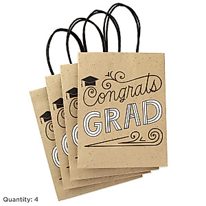 Hallmark 7" Small Graduation Gift Bags (Pack of 4: Congrats Grad) for High School, College, 8th Grade, Kindergarten, Nursing School Graduates