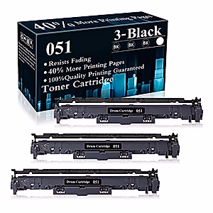 3 Pack 051 Black Drum Unit Replacement for Canon ImageCLASS LBP161dw LBP162dw MF263dw MF264dw MF266dw MF269dw MF160/LBP160 Series MF260/LBP260 Series Printer,Sold by TopInk