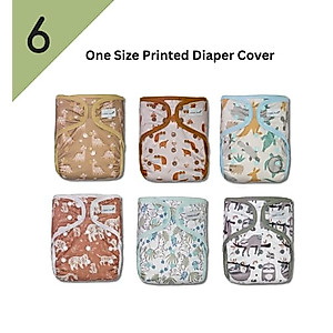 Kawaii Baby 6 Happy Leak-Free Cloth Diaper Covers, Double-Layer adjustable to fit babies 8-36 pounds, Animal Club