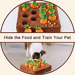 IVVIQQ Interactive Dog Toys，Carrot Snuffle Mat for Dogs Plush Puzzle Toys 2 in 1 Non-Slip Nosework Feed Games Pet Stress Relief with 12 Carrots
