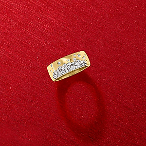 Ross-Simons 0.50 ct. t.w. Scattered-Diamond Ring in 18kt Gold Over Sterling. Size 7