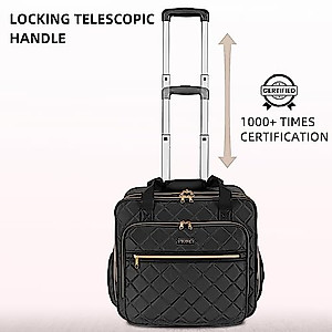 Ytonet Rolling Laptop Bag Women, Rolling Briefcase for Women, 17.3 Inch Laptop Bag with Wheels Rolling Computer Bag Laptop Case for Work Travel College Business Wife Mom Teacher, Black