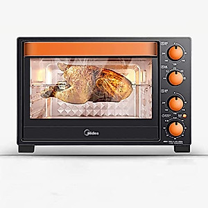 Mini Ovens 360° Rotating Fork Black Electric Oven, Household 1500W Baking Multi-Function Electric Oven, 32L Large Capacity Upper and Lower Independent Temperature Control Small Oven