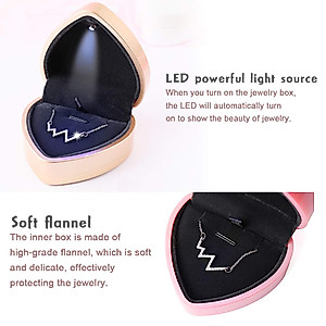 iSuperb Pendant Necklace Box with LED Light Heart Shape Jewelry Gift Box Bracelet Case for Anniversary Wedding Engagment (Blue)