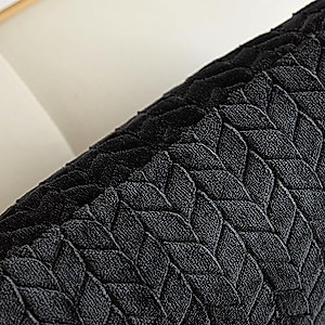 UGASA Velvet Pillow Covers Striped, Decorative Throw Cushion Case with Hidden Zipper for Home Couch/Bedroom, Soft Cozy Solid Square, 2 Packs (24"x24", Black)